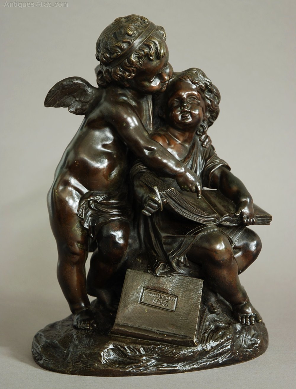Antiques Atlas - 19thc French Bronze Of Putto & Girl Marked Moreau