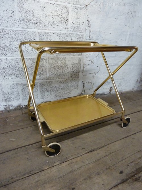 Antiques Atlas - Vintage Gilt Metal Folding Drinks Tea Trolley ...