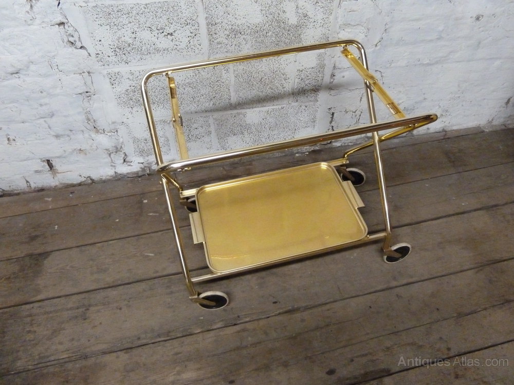 Antiques Atlas - Vintage Gilt Metal Folding Drinks Tea Trolley ...