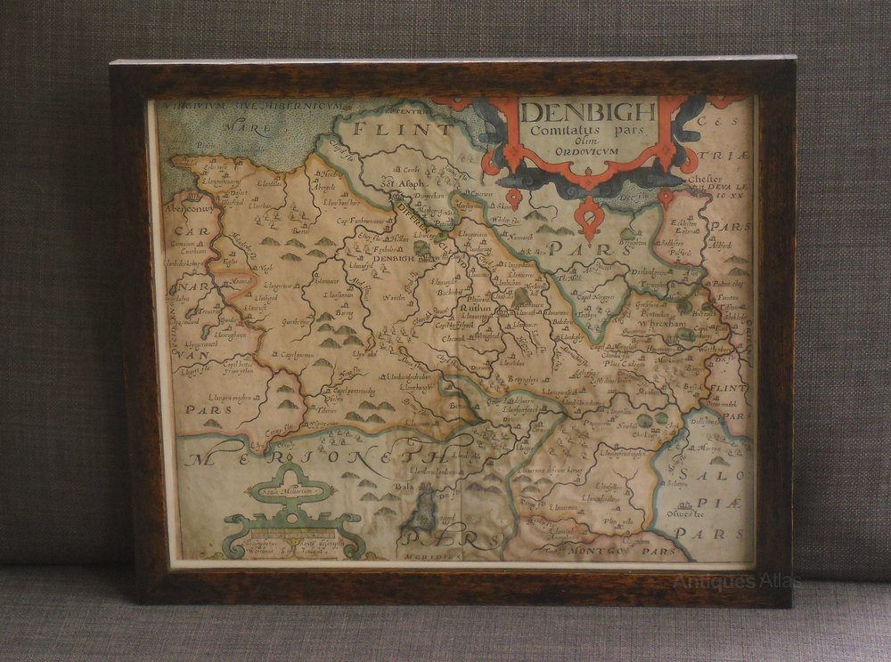 Antiques Atlas - Saxton-Kip Map Of Denbigh