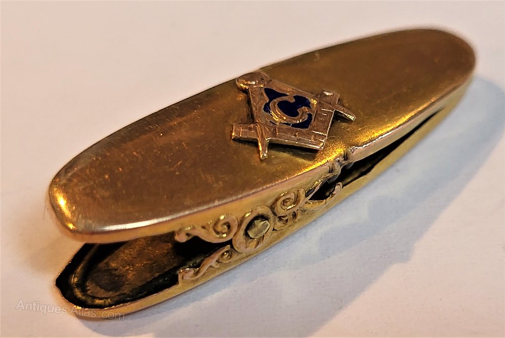 Antiques Atlas - 10t Gold Masonic Tie Clip.