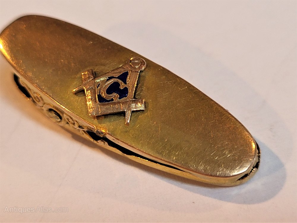 Antiques Atlas - 10t Gold Masonic Tie Clip.