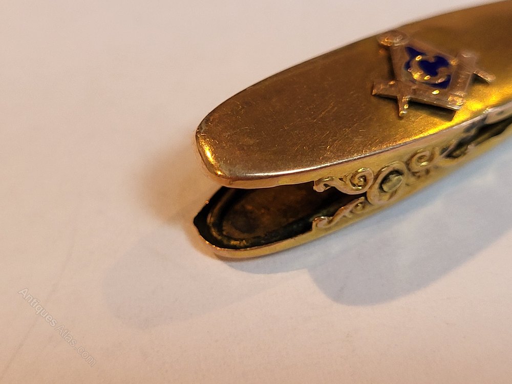 Antiques Atlas - 10t Gold Masonic Tie Clip.