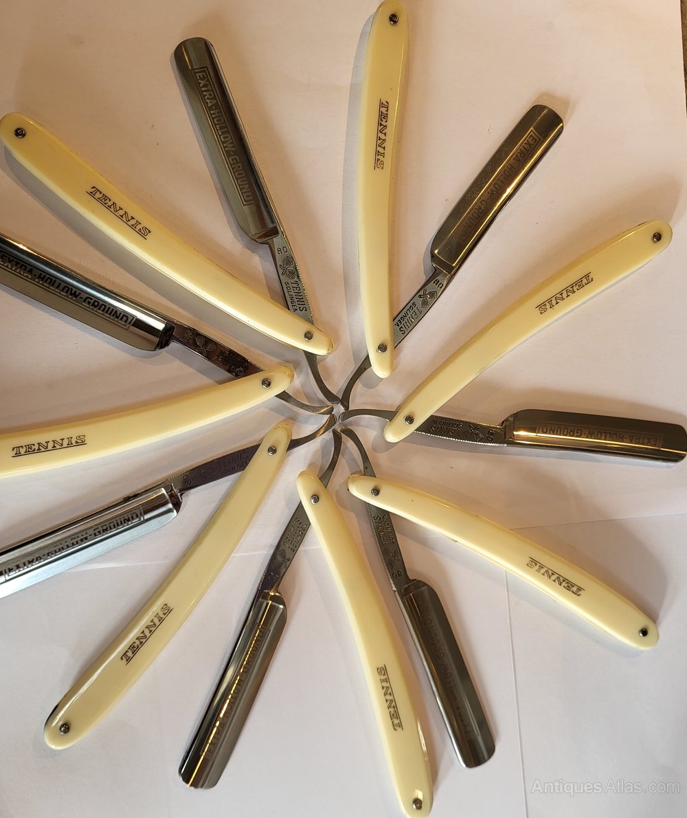 Antiques Atlas - 7 Days Cut -Throat Razors. Tennis. Cased. Vintage.