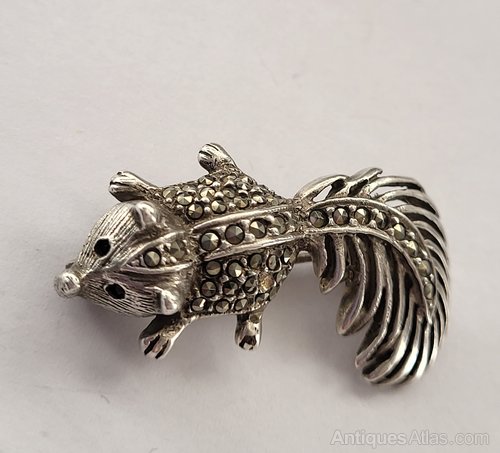 Antiques Atlas - Art Deco Silver Skunk Brooch. Reserved 4 Chris.