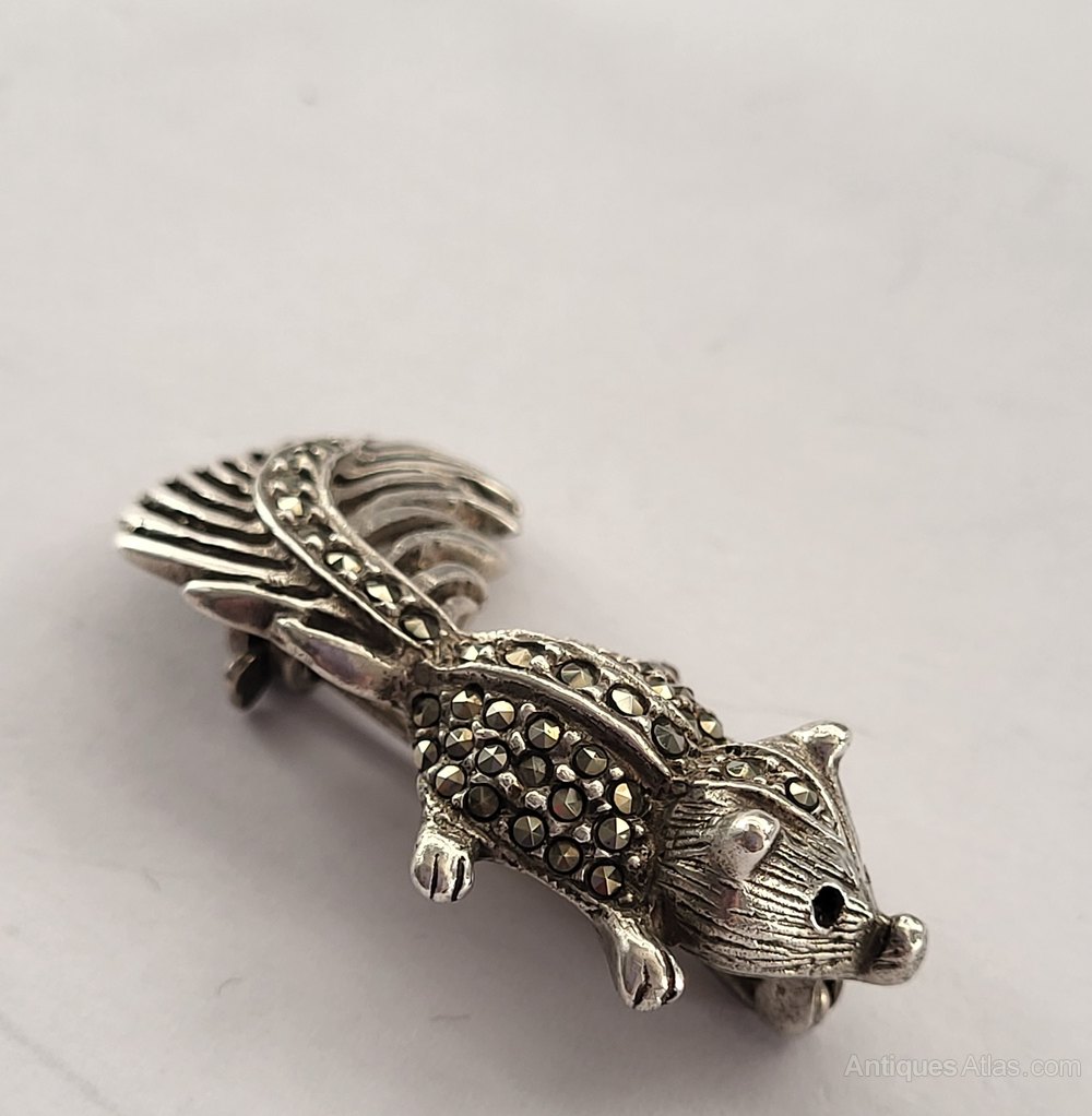 Antiques Atlas - Art Deco Silver Skunk Brooch. Reserved 4 Chris.