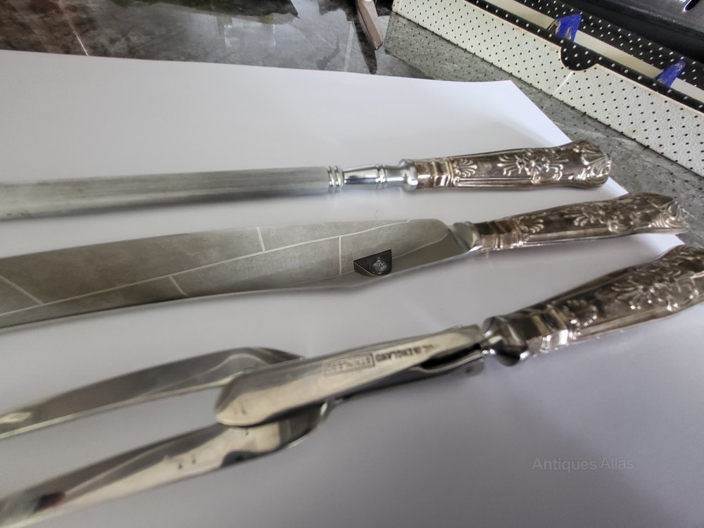 Antiques Atlas - Hallmarked Silver Kings Pattern Carving Set ...