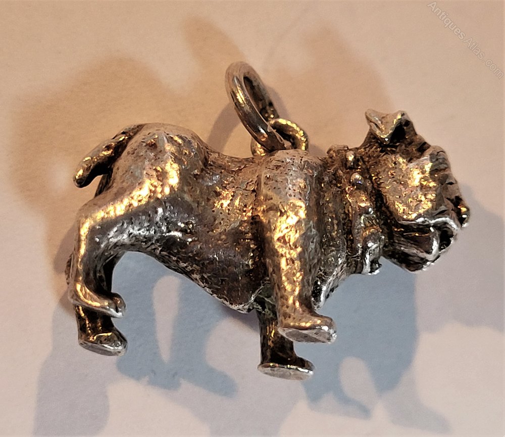 Antiques Atlas - Silver Boxer Dog Charm Pendant. Vintage.