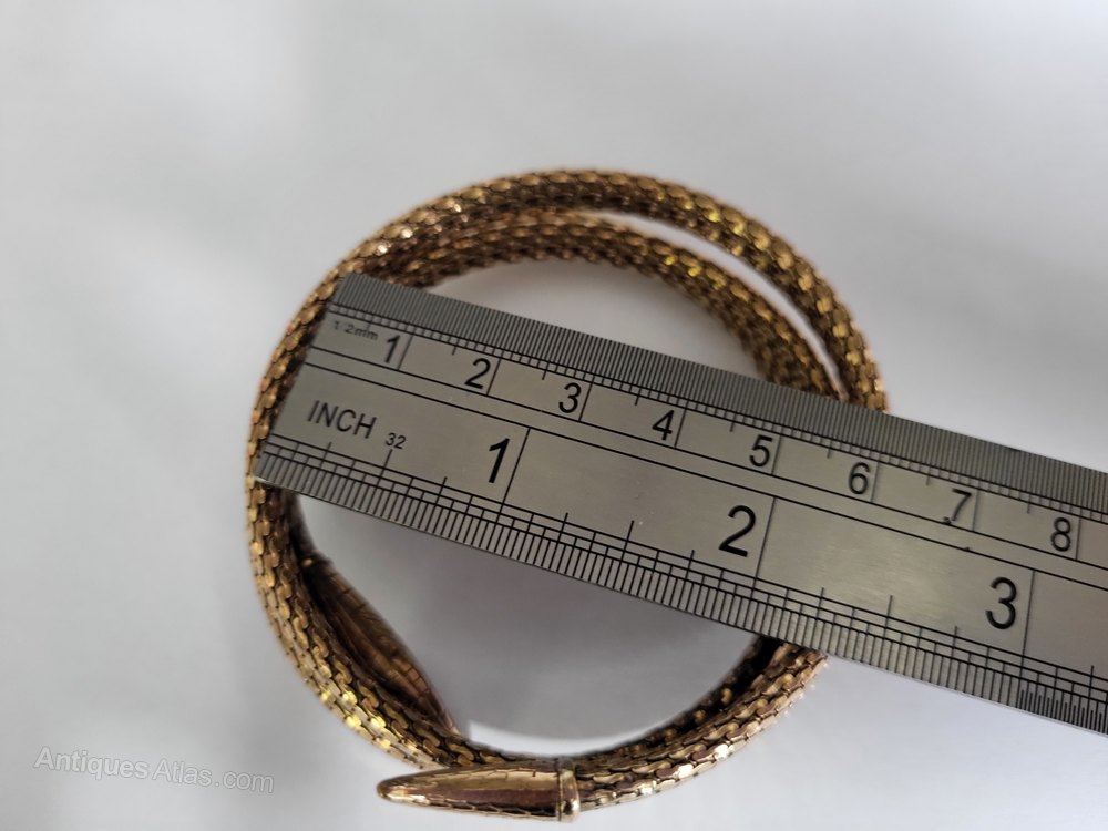 Antiques Atlas - Vintage 9ct Rolled Gold Snake Bangle.