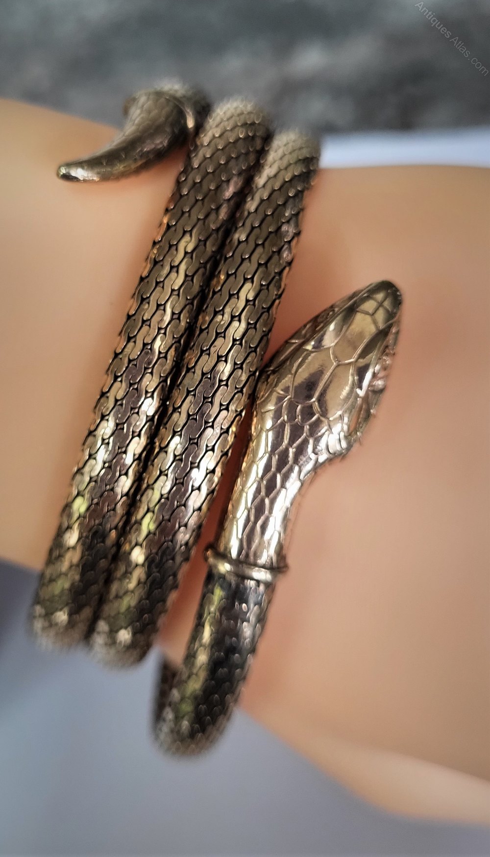 Antiques Atlas - Vintage 9ct Rolled Gold Snake Bangle.