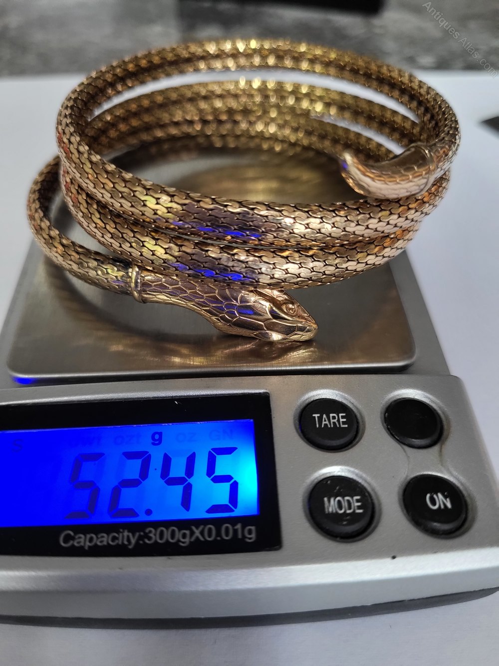 Antiques Atlas - Vintage 9ct Rolled Gold Snake Bangle.