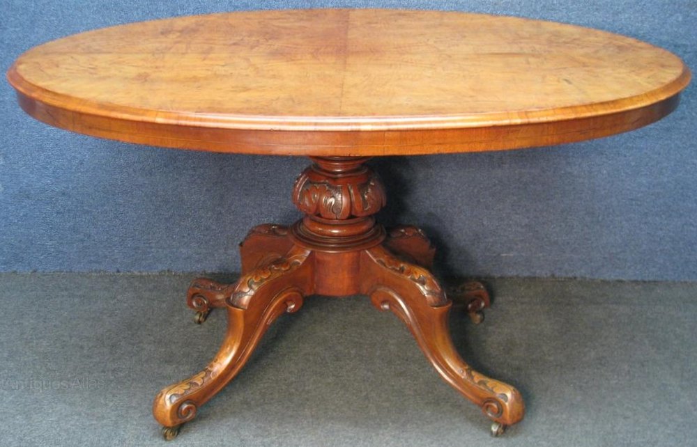Victorian Walnut Oval Tilt Top Loo Table - Antiques Atlas