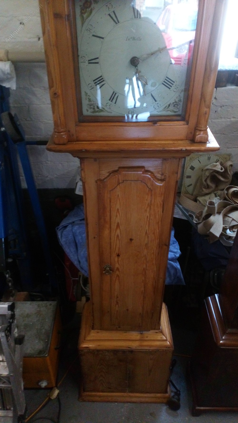Antiques Atlas - Pine Cased Cottage Longcase Clock Painted Face