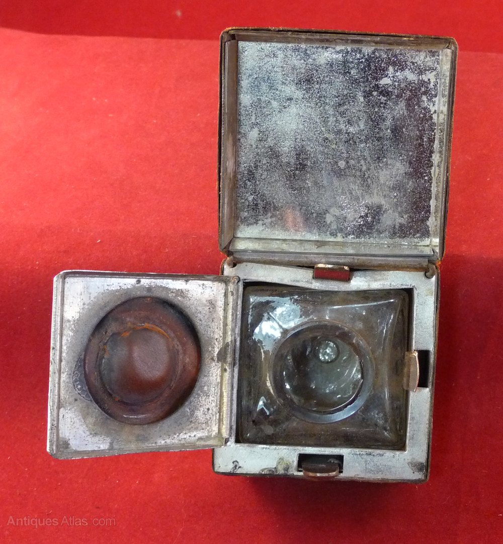 Antiques Atlas - Antique Leather Bound Travelers Inkwell