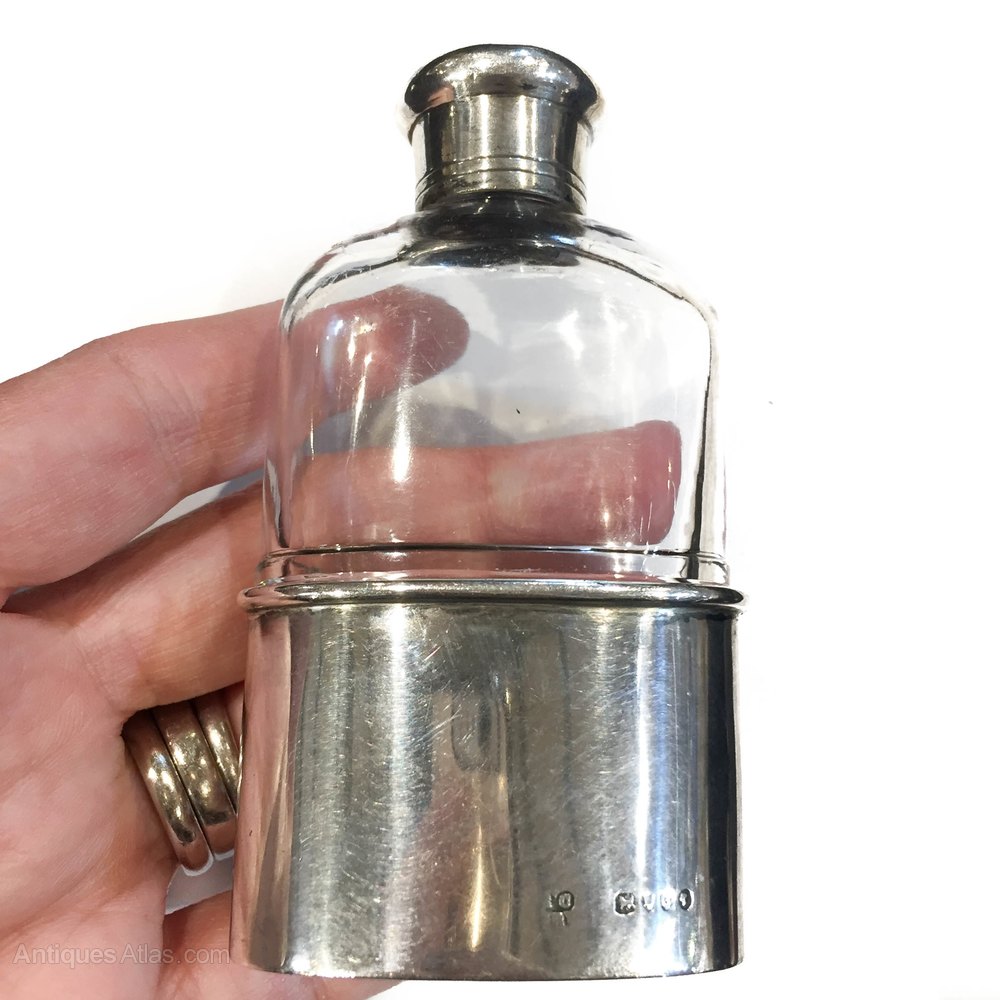 Antiques Atlas - Victorian Solid Silver Hip Flask LONDON 1882