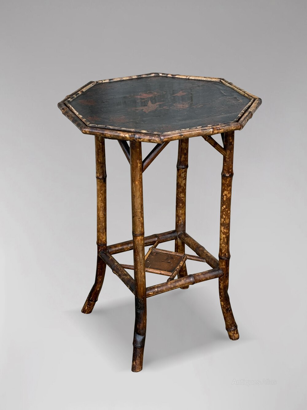 19thC Octagon Hand Painted Tiger Bamboo Side Table as1085a527 / 1052 ...