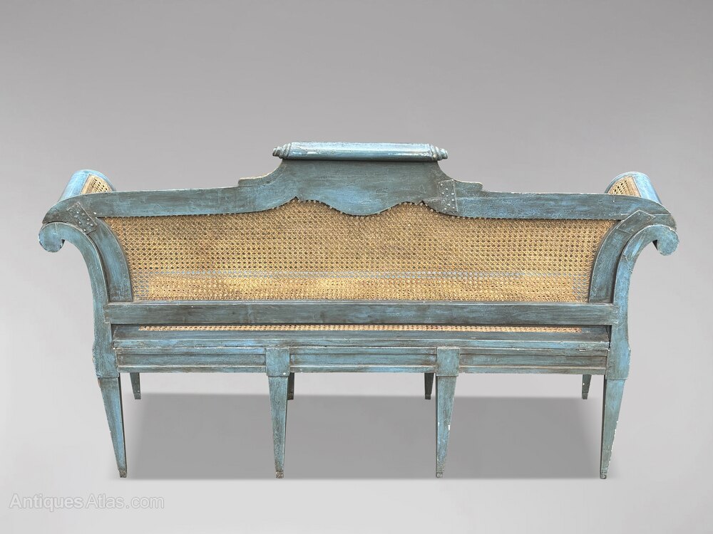 19th C Louis XVI Painted Caned Bench as1085a829 / 1419 - Antiques Atlas