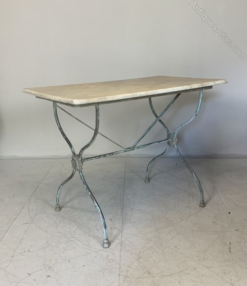 French Marble Top Metal Table as992a722 / 613 - Antiques Atlas