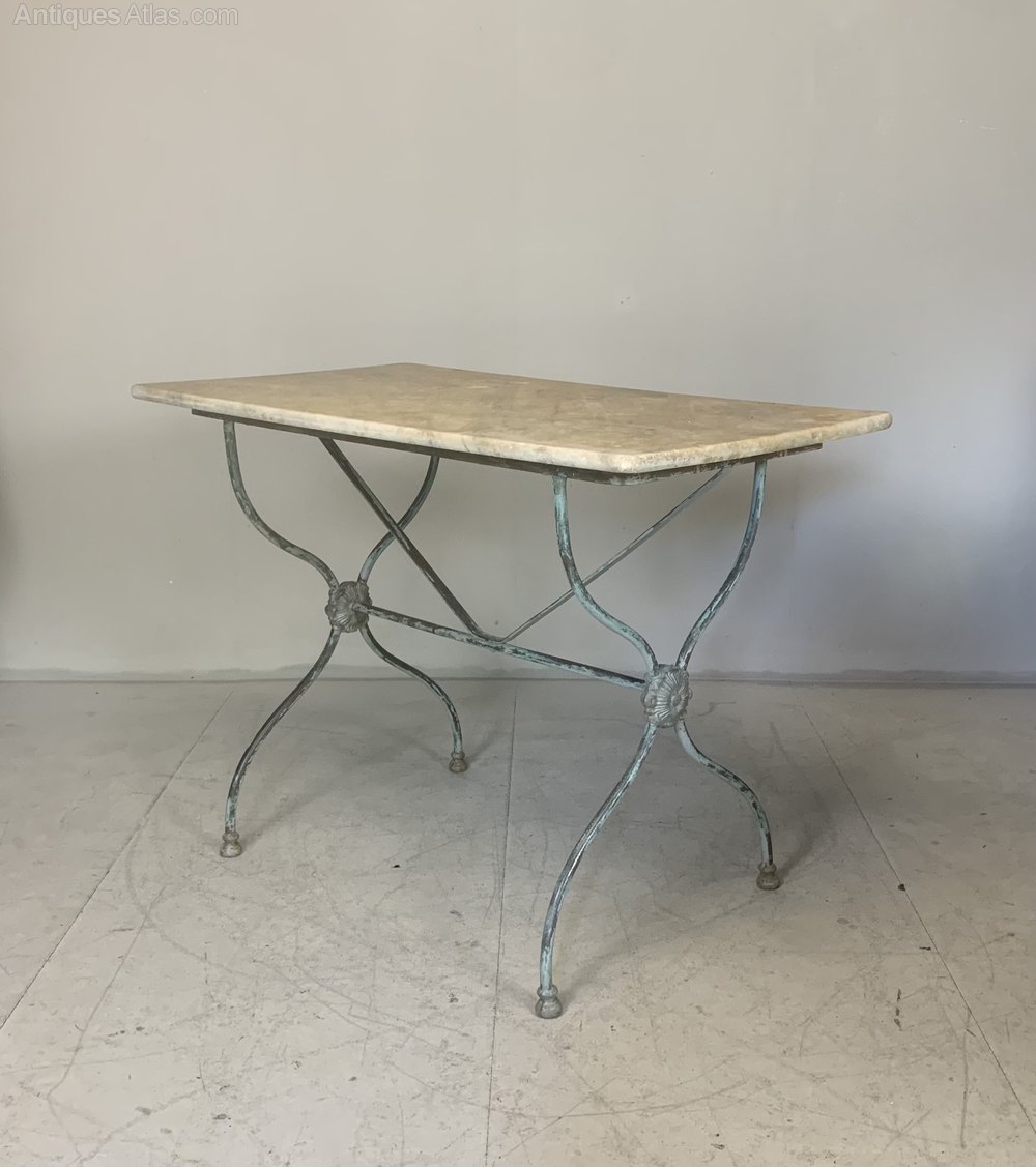 French Marble Top Metal Table as992a722 / 613 - Antiques Atlas