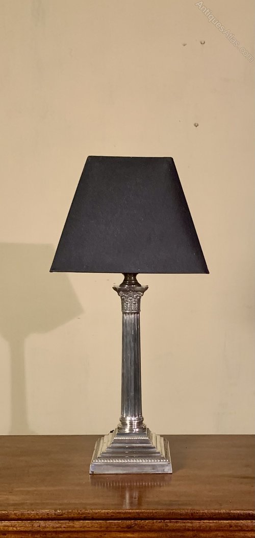 Antiques Atlas - Substantial Size Silver Plate Corinthian Lamp