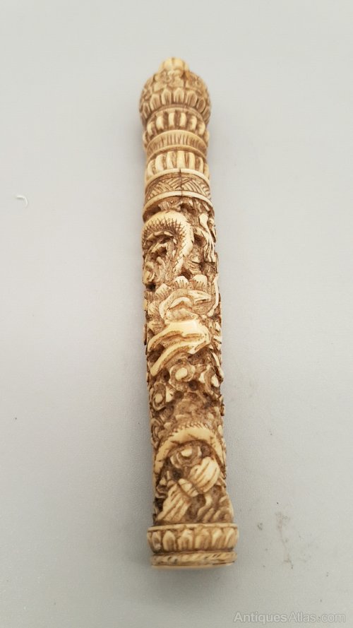 Antiques Atlas - Beautiful Antique Chinese Dragon Ivory Needle Case