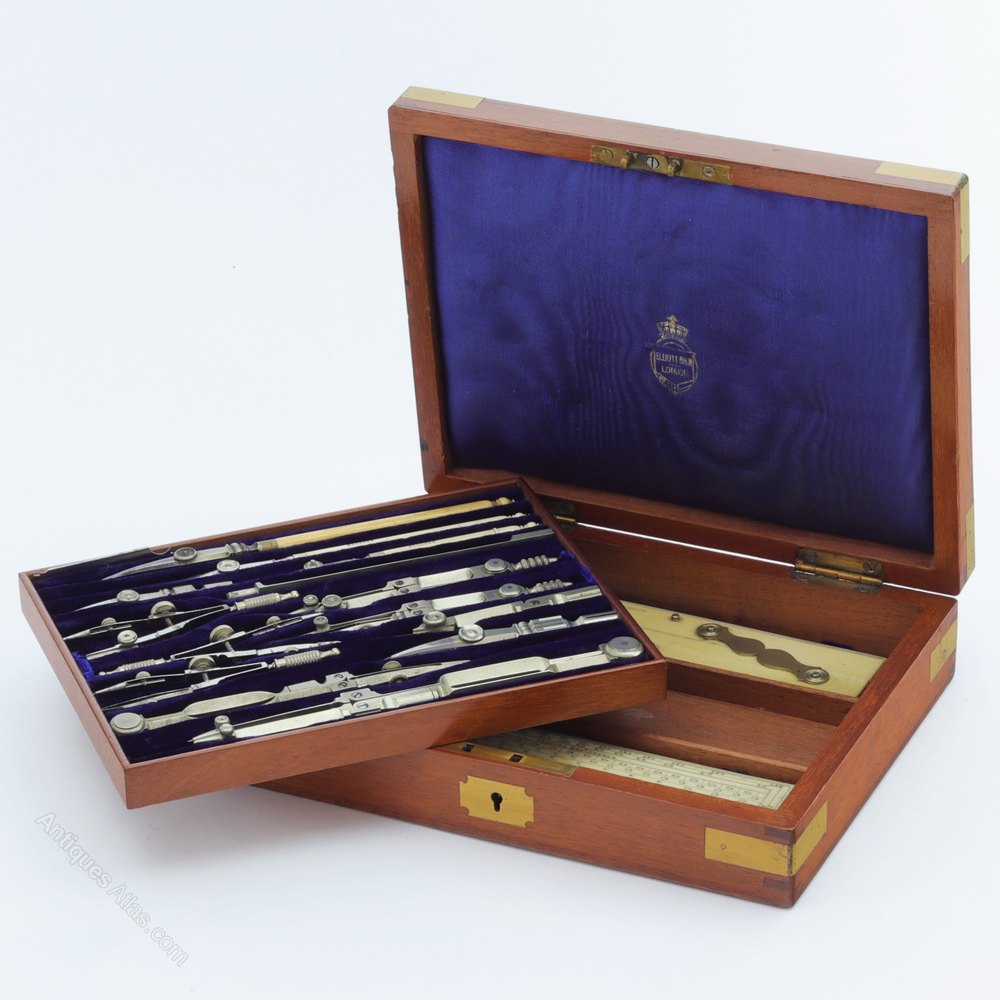 Antiques Atlas - 2 Tier Set Drawing Instruments Elliott Bros C1870