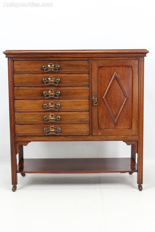 Edwardian Mahogany Music Cabinet / Chest Drawers - Antiques Atlas