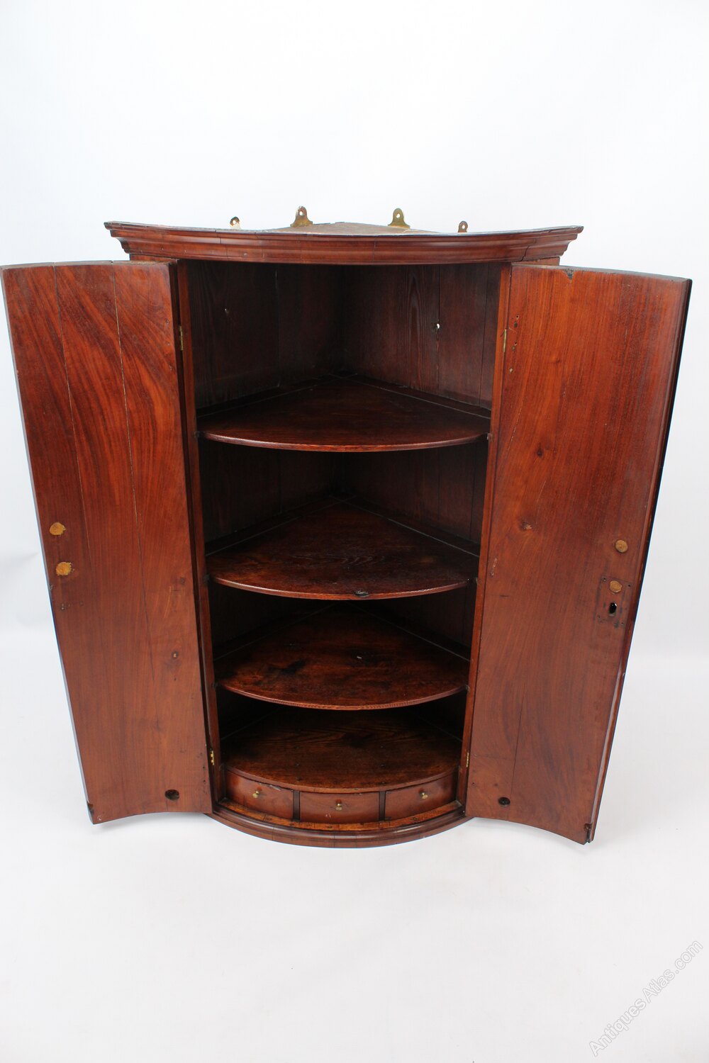 Georgian Mahogany Bow Front Corner Cupboard as526a2853 - Antiques Atlas
