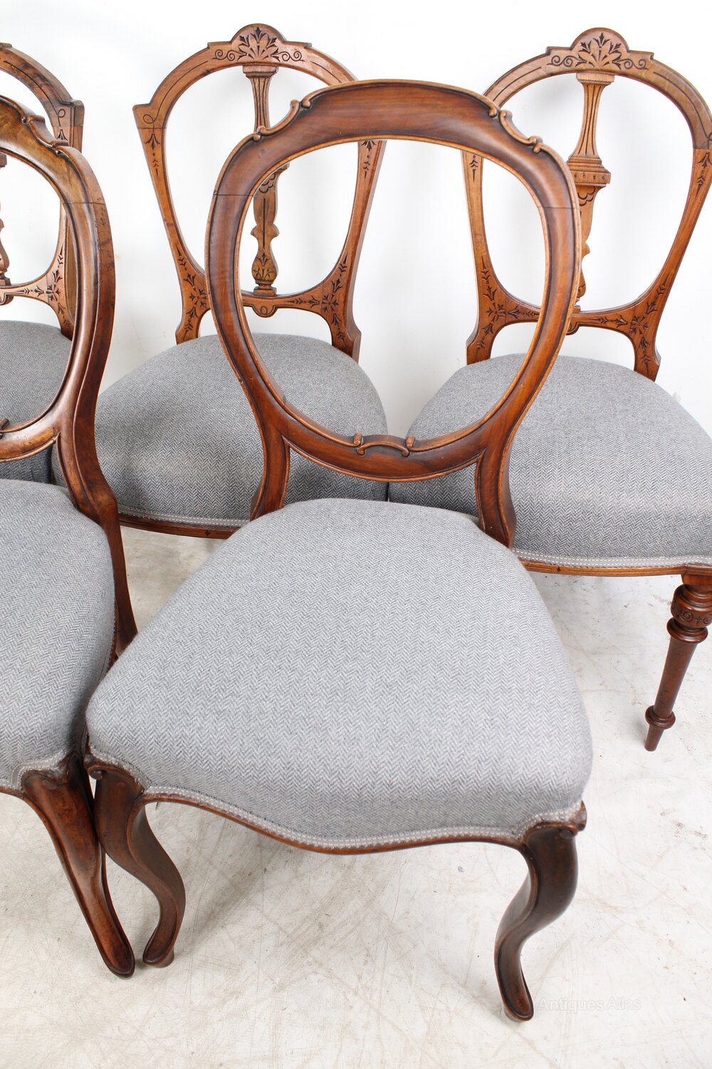 Harlequin 6 Walnut Victorian Balloon Back Chairs as526a2690 - Antiques ...