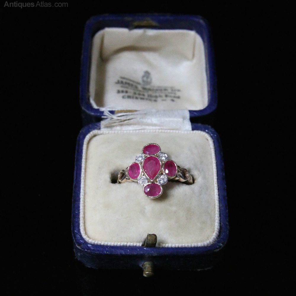Antiques Atlas - Antique Art Deco Ruby & Diamond Ring