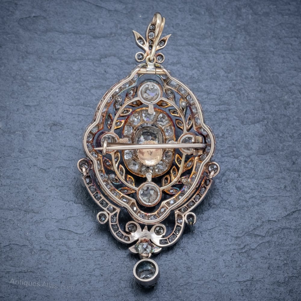 Antiques Atlas - Antique Edwardian Diamond Pendant Brooch