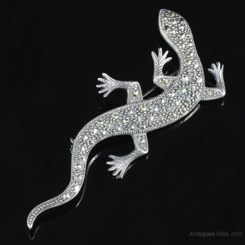 Antiques Atlas - Antique Marcasite Silver Lizard Brooch