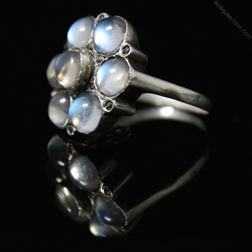 Antiques Atlas - Antique Victorian Moonstone Silver Cluster Ring