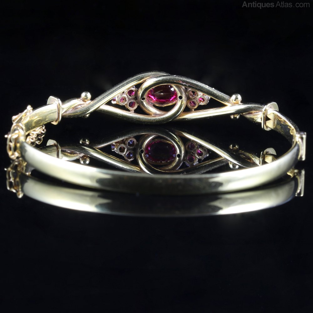 Antiques Atlas - Antique Victorian Ruby Bangle 18ct Gold