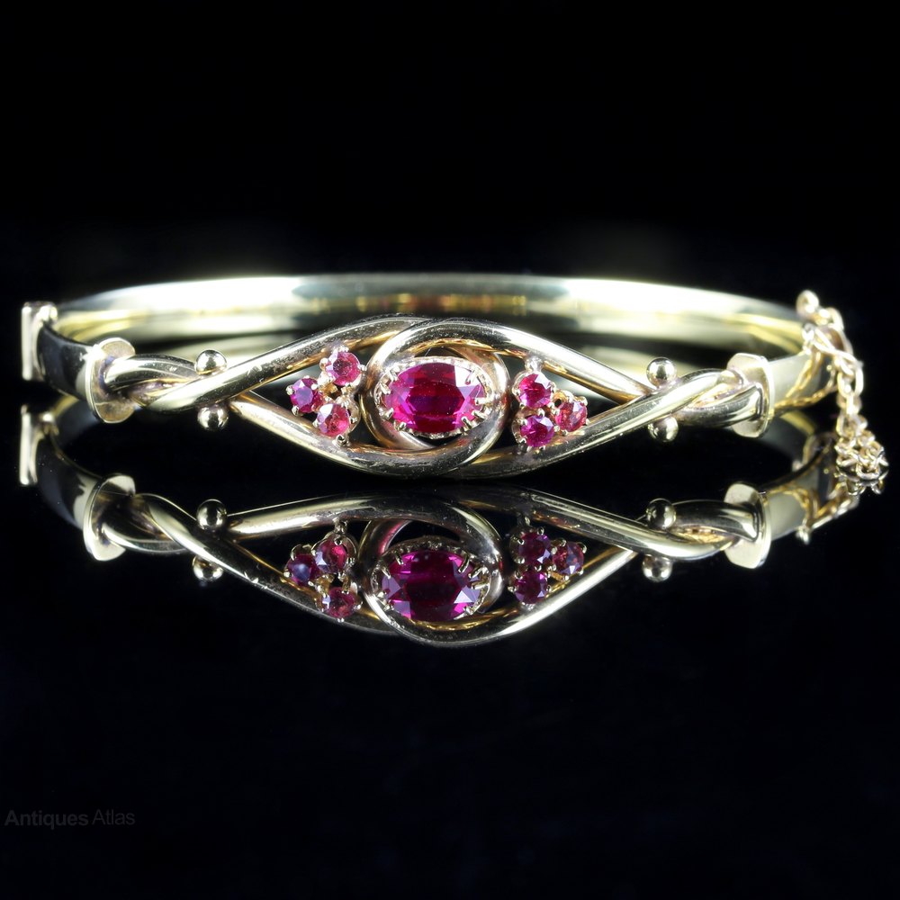 Antiques Atlas - Antique Victorian Ruby Bangle 18ct Gold