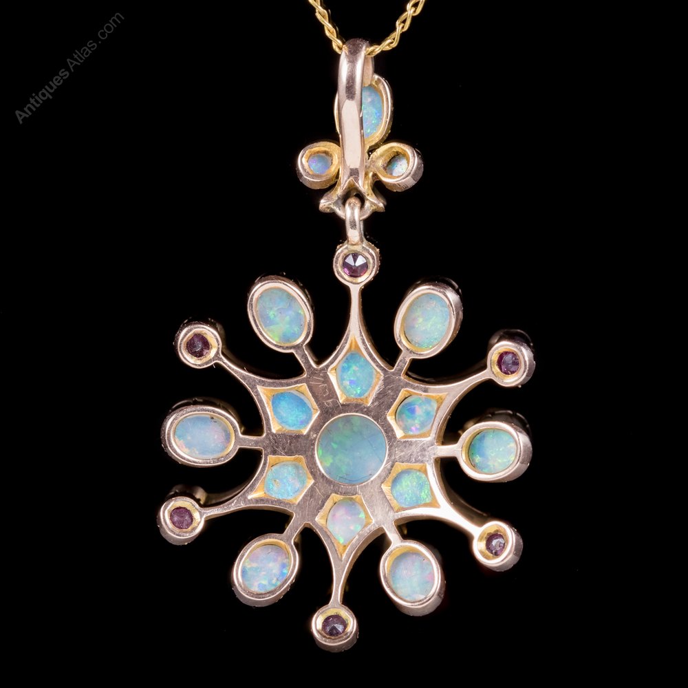 Antiques Atlas - Antique Victorian Ruby Opal Pendant Necklace 18ct