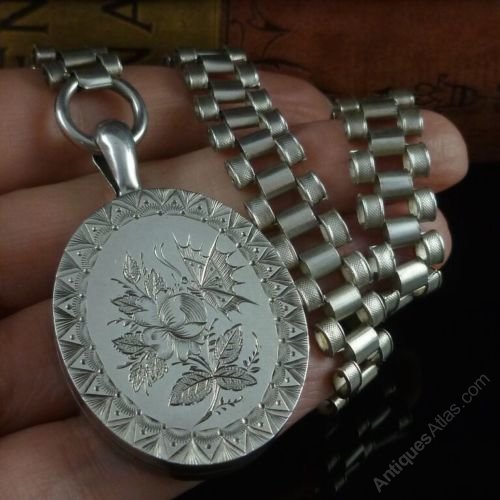 Antiques Atlas - Antique Victorian Silver Locket & Collar 1893