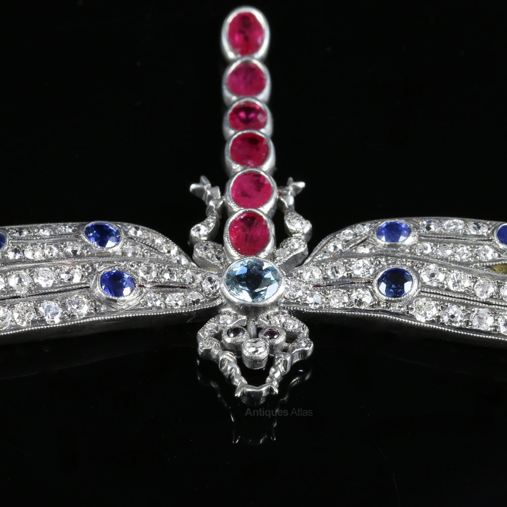 Antiques Atlas - Diamond Dragonfly Pendant Necklace Diamonds Rubies