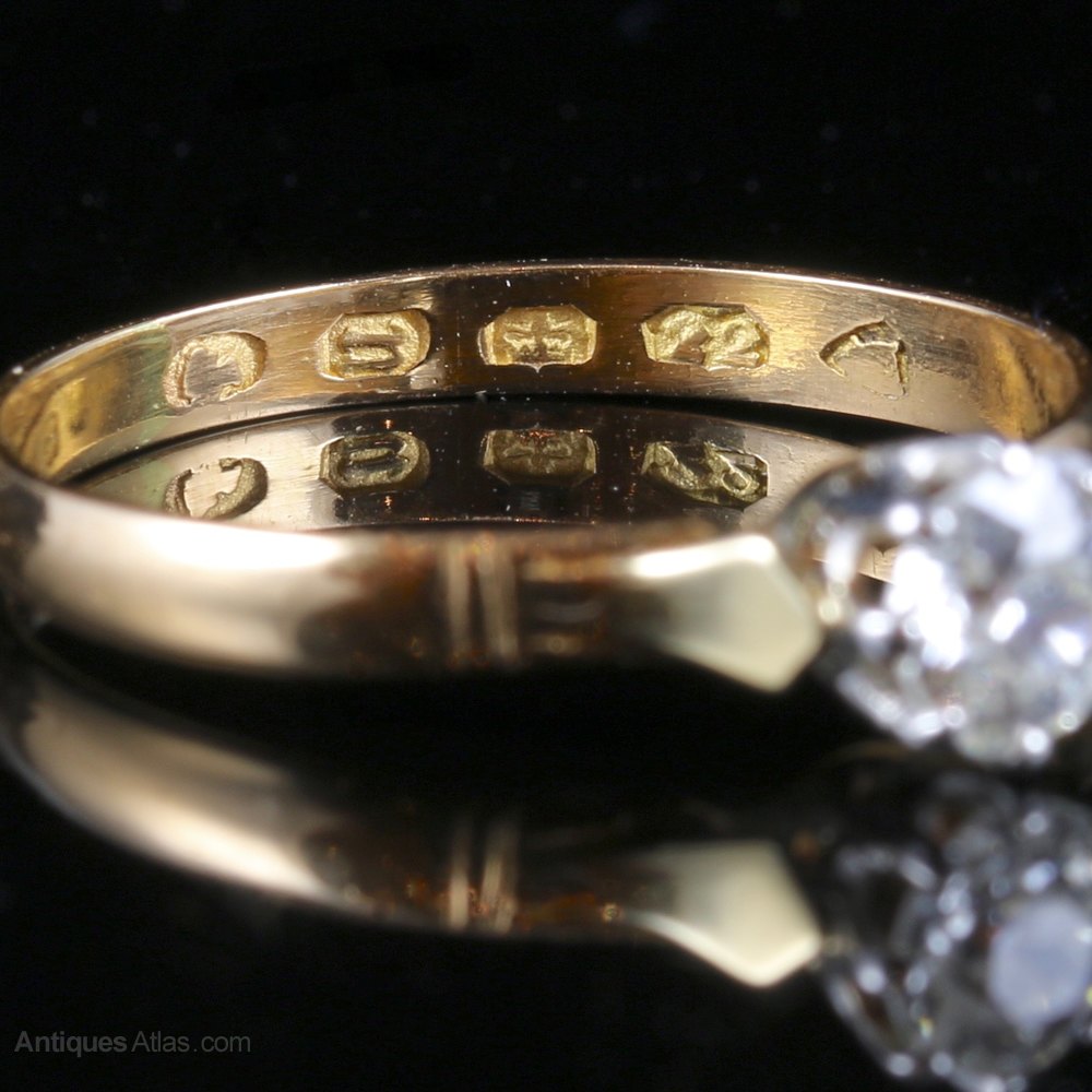 Antiques Atlas - Diamond Engagement Ring 22ct Gold Dated 1875