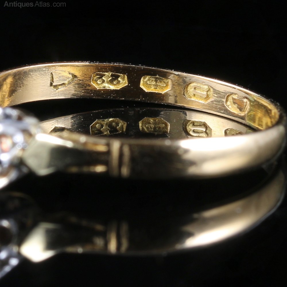 Antiques Atlas - Diamond Engagement Ring 22ct Gold Dated 1875