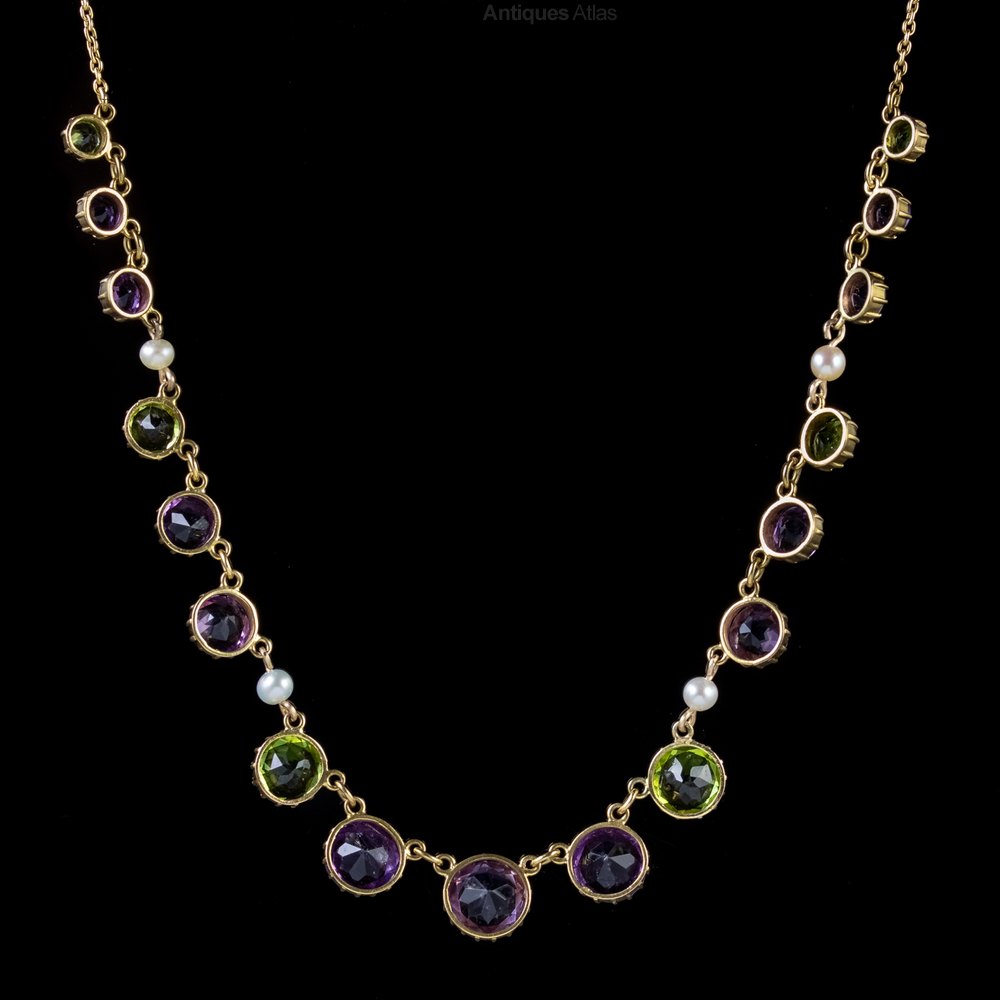 Antiques Atlas - Edwardian Suffragette Necklace 18ct Gold C.1910