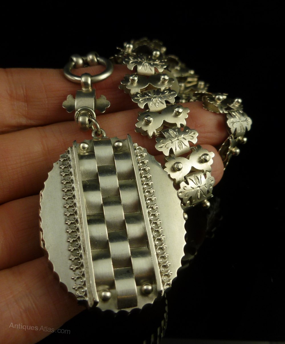 Antiques Atlas - Victorian Silver Collar And Fancy Locket Dated 187