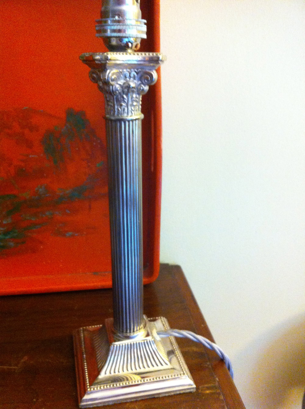 Antiques Atlas - Vintage Silver Plated Corinthian Column Lamp as156a962