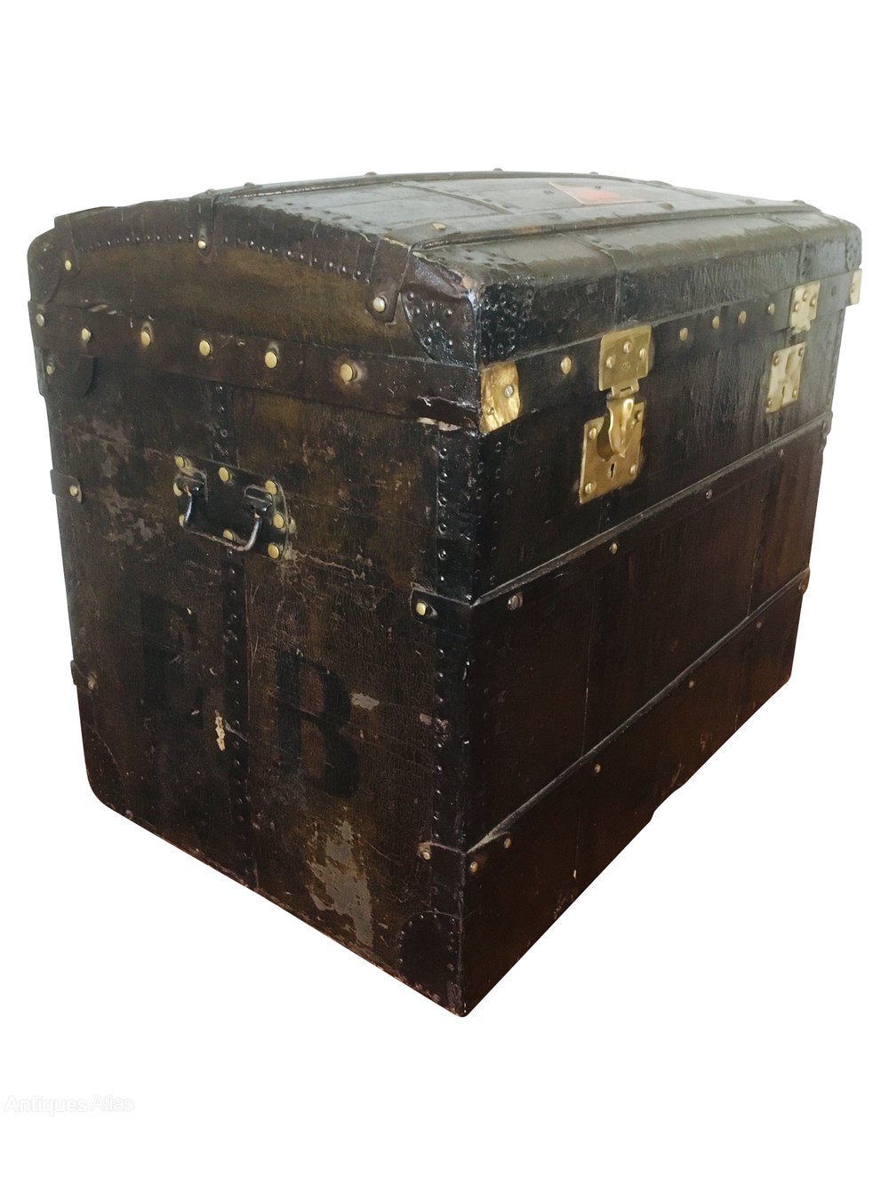 Large Leather & Pine Travel Chest - Antiques Atlas