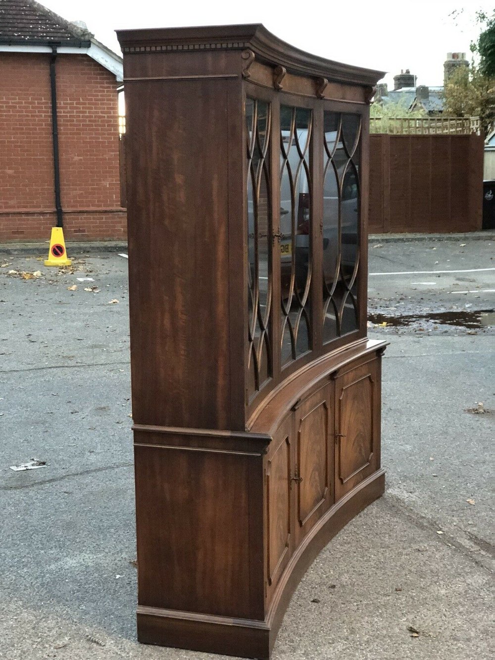 Antiques Atlas - Library Bookcase. Unusual Concave Shaped