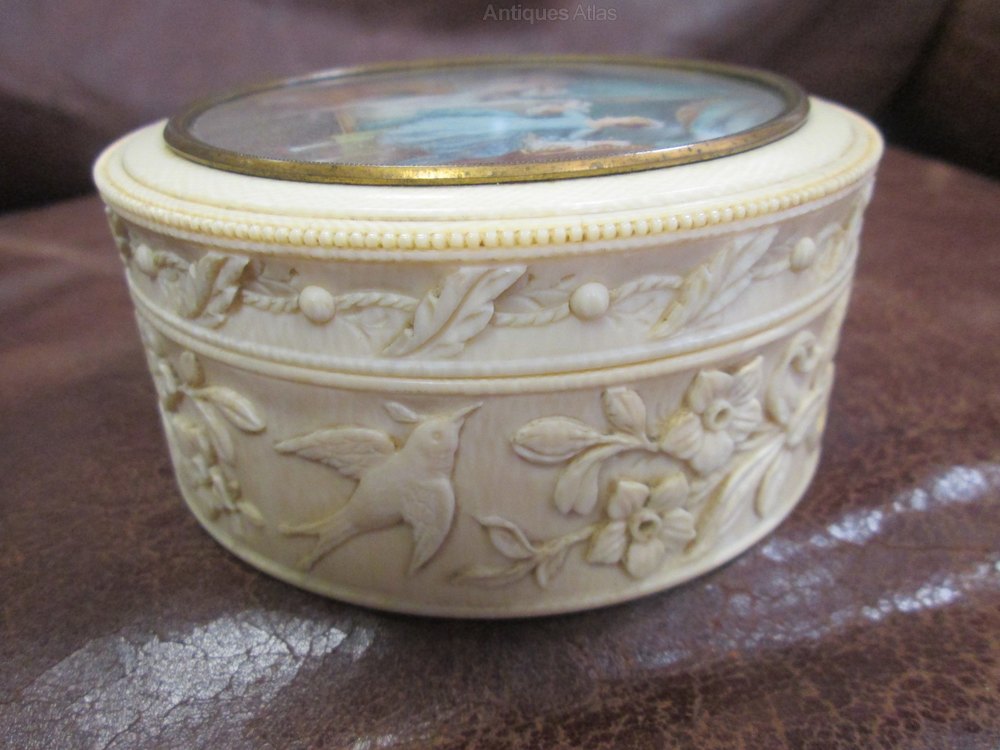 Antiques Atlas - 19th Century Carved Dieppe Ivory Box & Miniature