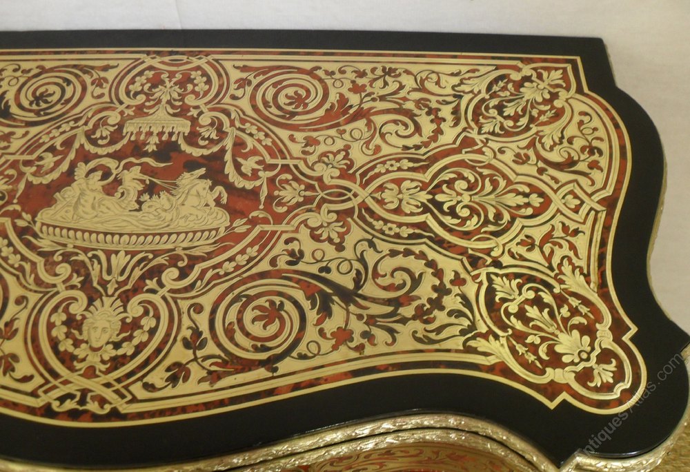 Brass And Tortoise Shell Inlaid Games Table - Antiques Atlas