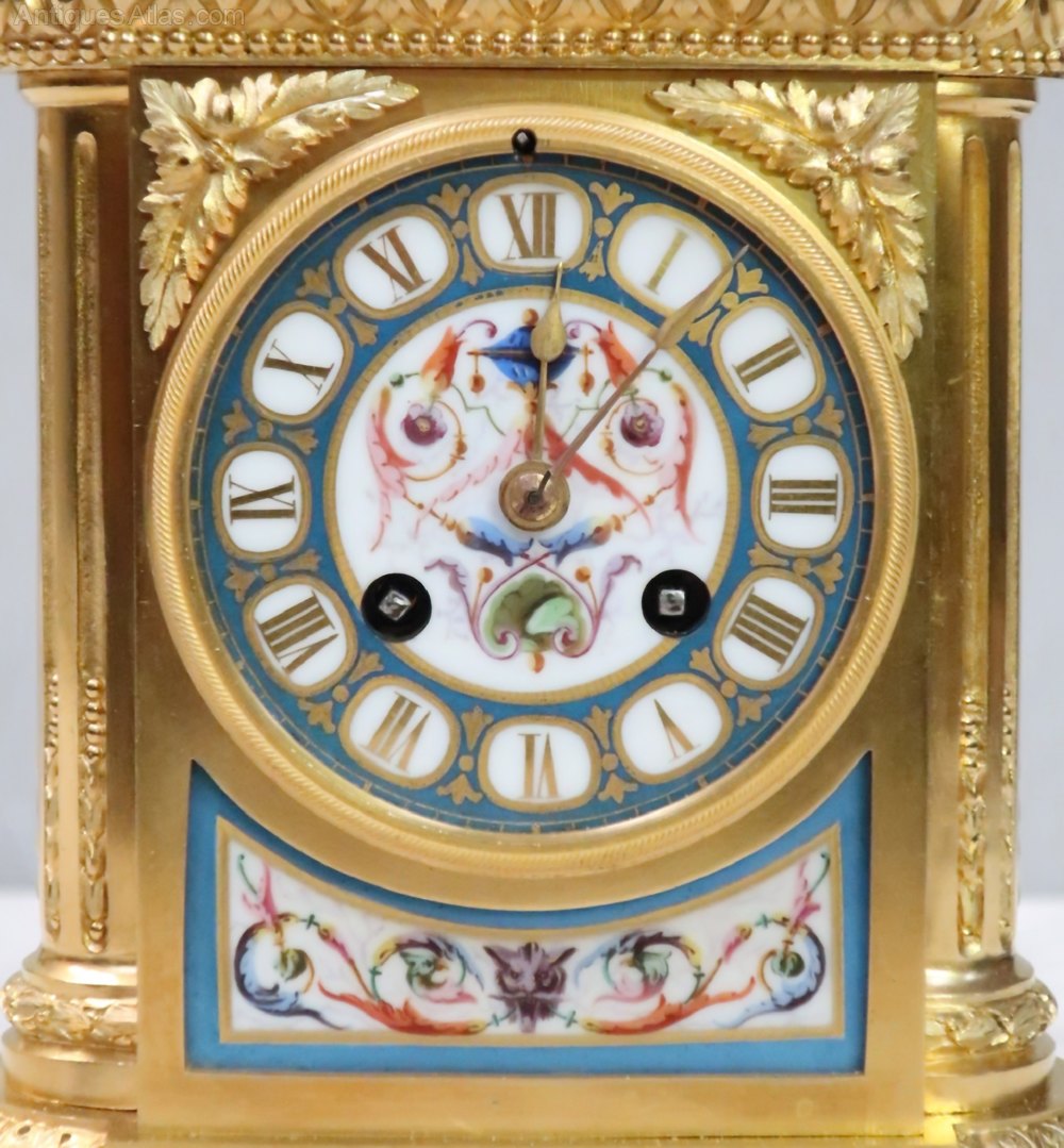 Antiques Atlas - French Bronze Gilt Porcelain Mantel Clock By Gay Vicarino