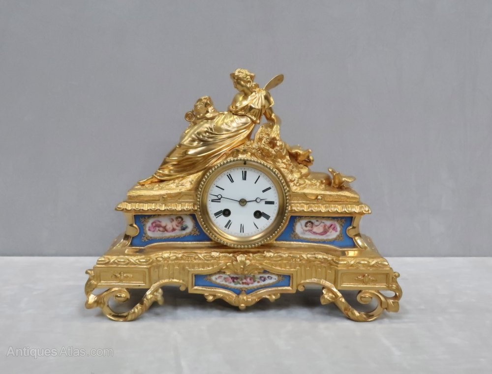 Antiques Atlas - French Bronze Gilt And Porcelain Mantel Clock