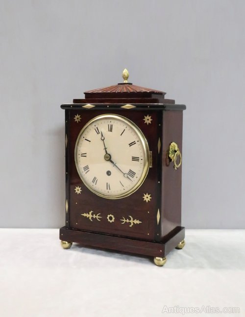 Antiques Atlas - Georgian Mahogany And Brass Inlaid Table Clock